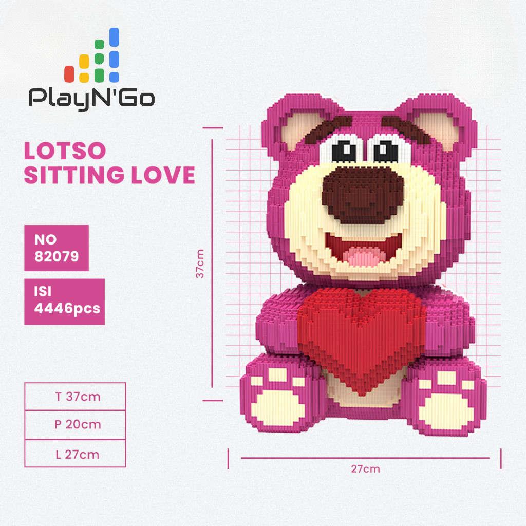 Jual Original Bricks Nano Blocks Sitting Lotso Bear 3D, Brick Lotso ...