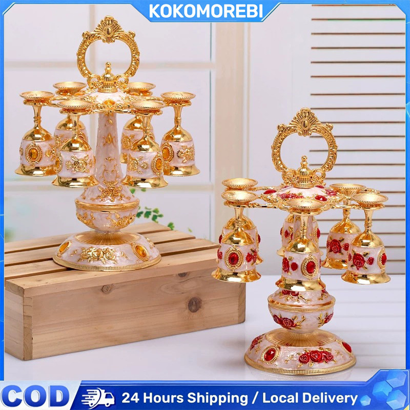 Jual MOREBI 7PCS SET Ukiran Indah Bergaya Eropa Set Gelas Anggur Kendi ...