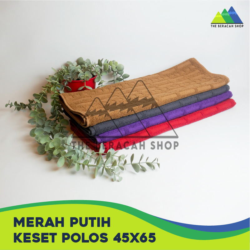 Jual Keset Handuk Tebal Serap Air Merah Putih Motif Kotak Kecil Emboss ...