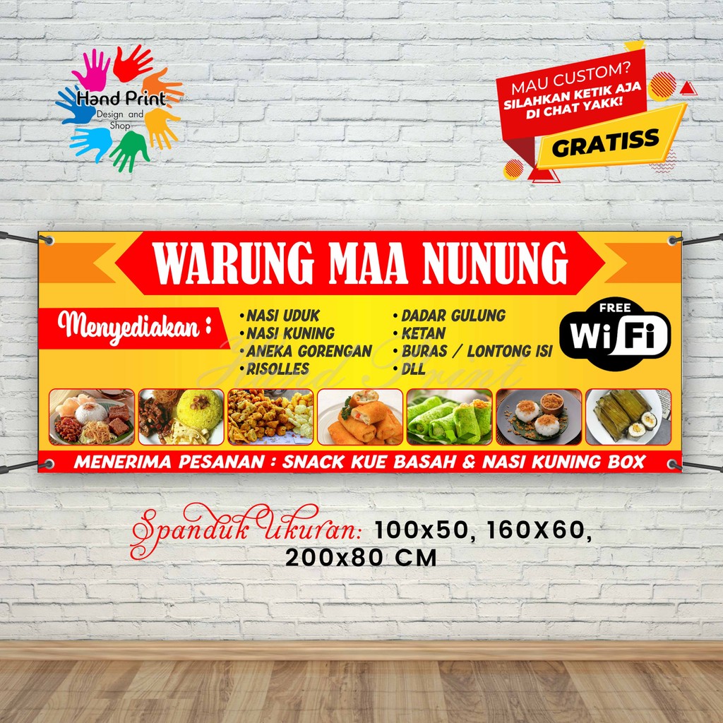 Jual Cetak Spanduk Banner Warung Makan Kuning Warteg Free Wifi MMT ...