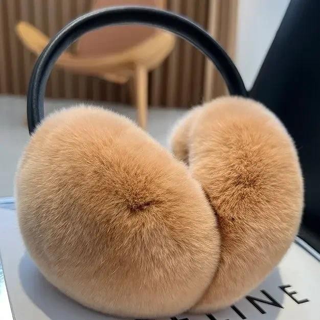 Jual 100% Natural Fur Ear Muffs for Women Winter Fur Headphones Soft ...