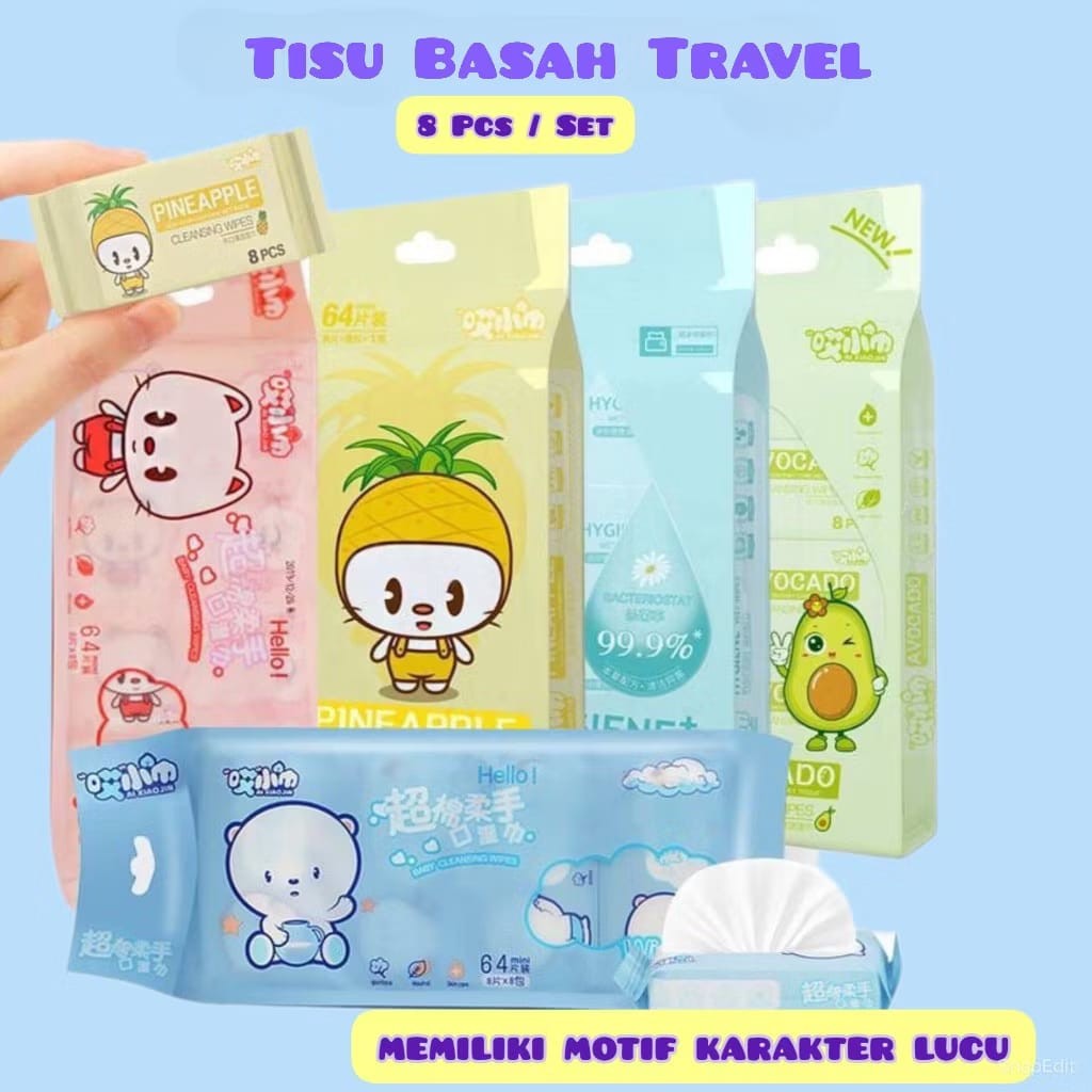 Jual SHINV Tisu basah Mini travel 1pcs kecil isi 8 lembar | Shopee ...