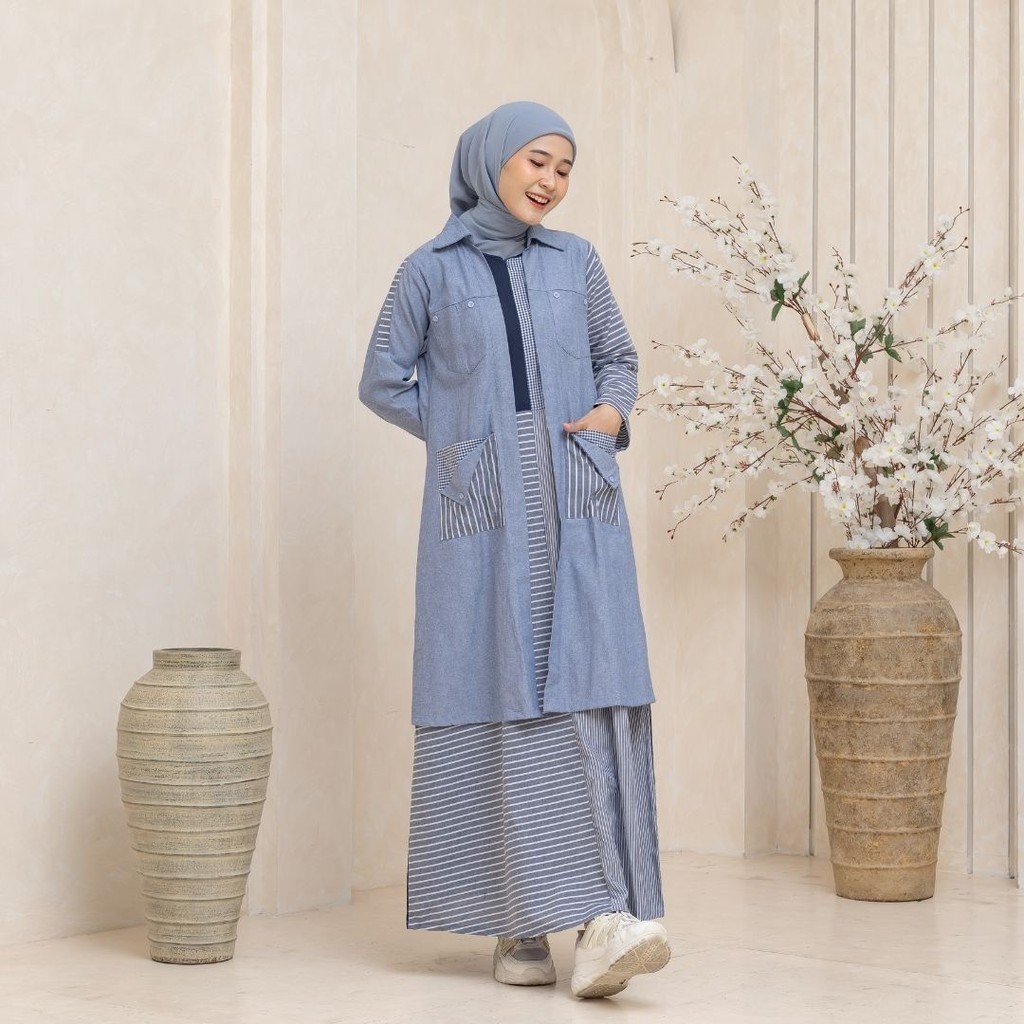 Jual Lunangoofficial - Gamis Wanita Dewasa Terbaru Kesan 2pcs Outer ...