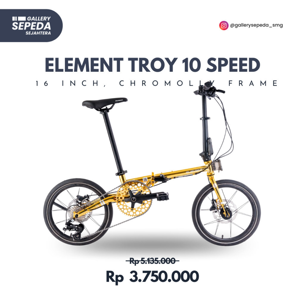 Jual Promo Pabrik!! Element Troy 10 Speed UV Gold Sepeda Lipat | Shopee ...