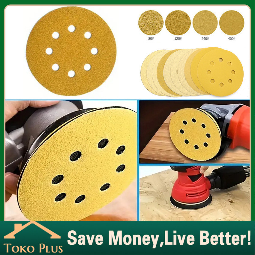 Jual 10Pcs Amplas Bulat Velcro P80/120/240/400 5 Inch 8 Lubang 5 ...