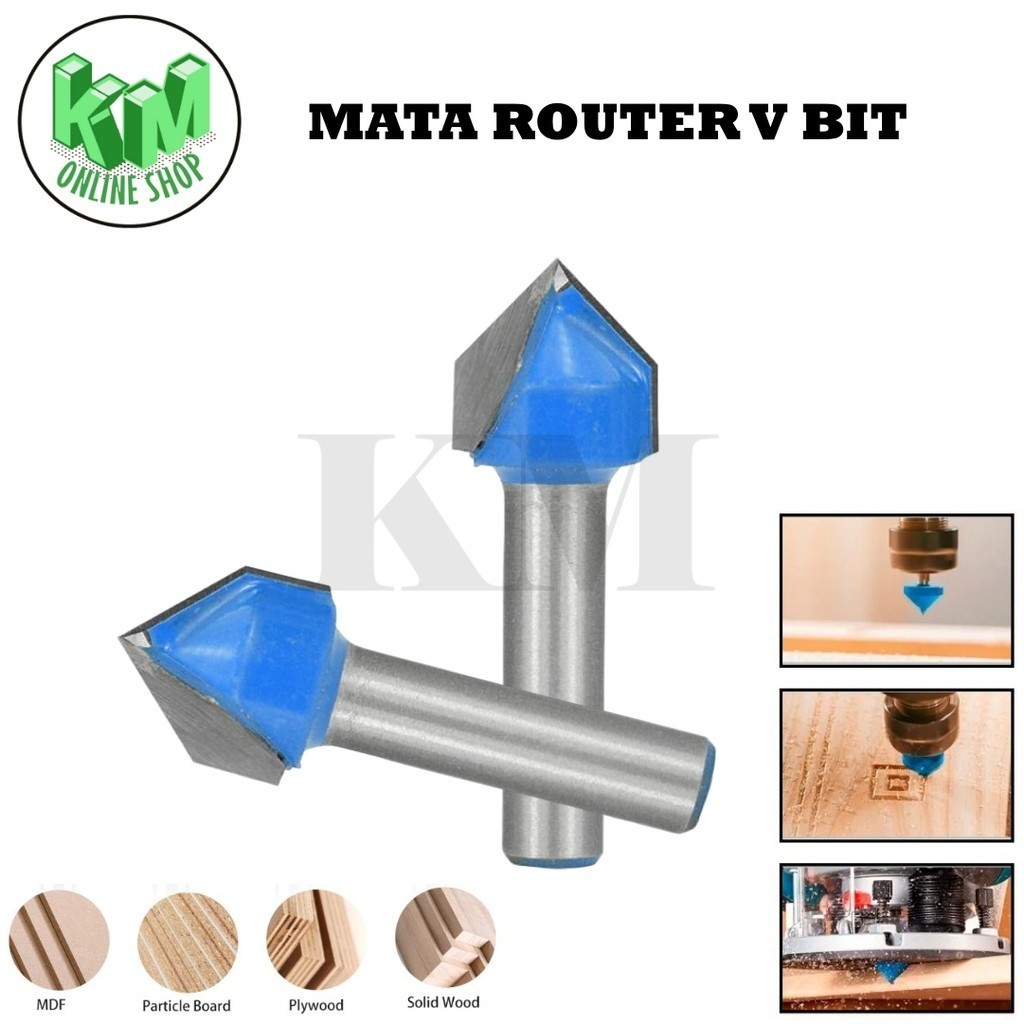 Jual Mata Profil Kayu 1/4" x 12mm AST V Grooving Bit Mata Trimmer ...