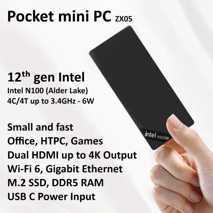 Jual Pocket Mini PC Win 11 Intel DDR5 SSD HTPC Office Meeting HDMI ...