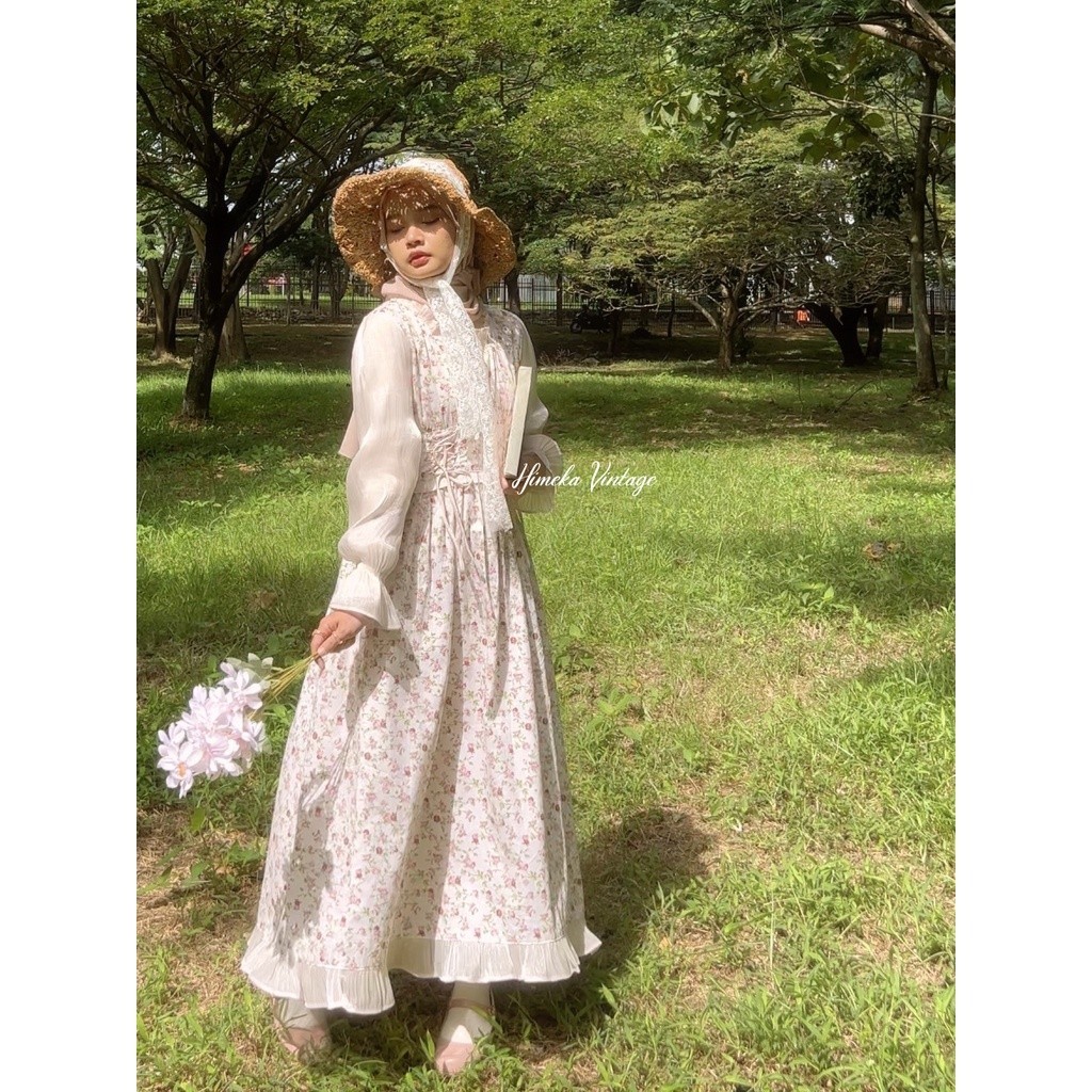 Jual Himeka Vintage - Helia Fairy Dress - Floral Coquette Cottagecore ...