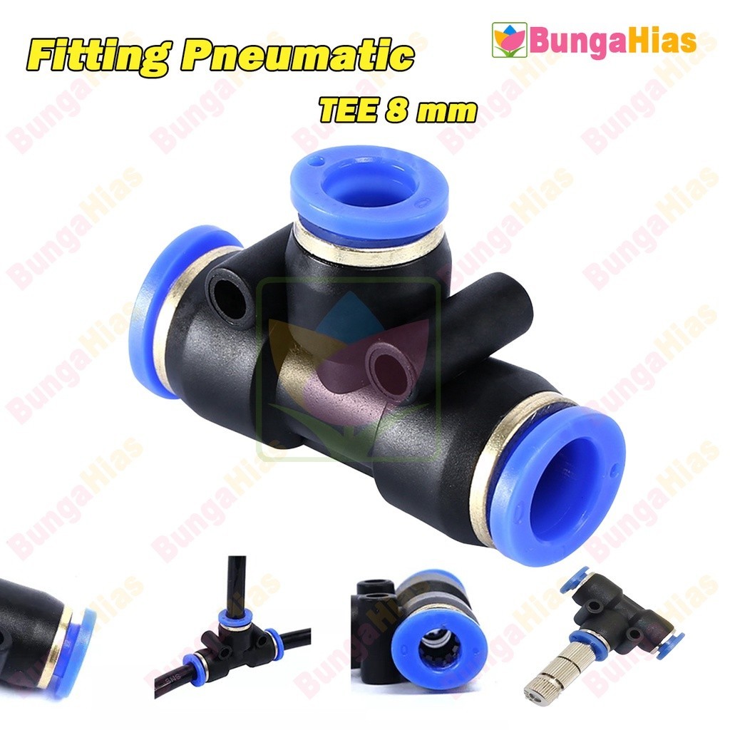 Jual Fitting Pneumatic TEE 8 mm Slip Lock Konektor 8mm Push in Selang PU FU-203 | Shopee Indonesia