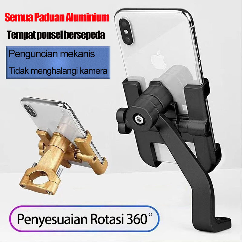 Jual Holder Hp Motor Besi Stang Full Alumunium Dudukan Penahan Hape Sandaran Penyangga Pegangan ...