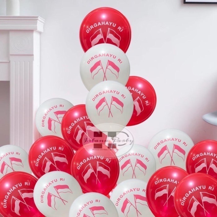 Jual 50 PCS Balon latex DIRGAHAYU RI / balon merah putih 17 agustus ...