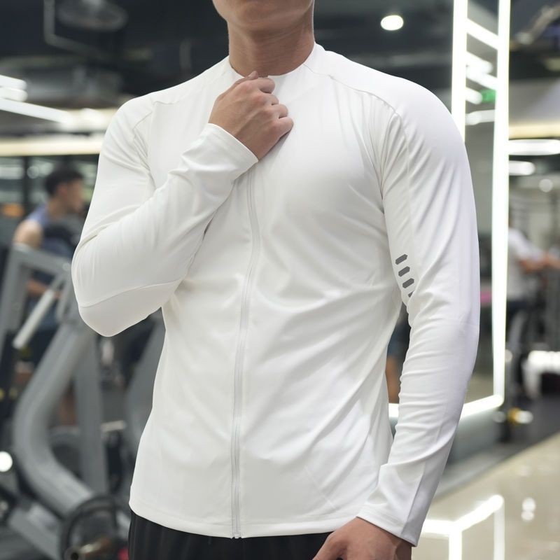Jual Men's new running anti cursor training zipper fitness suit ...
