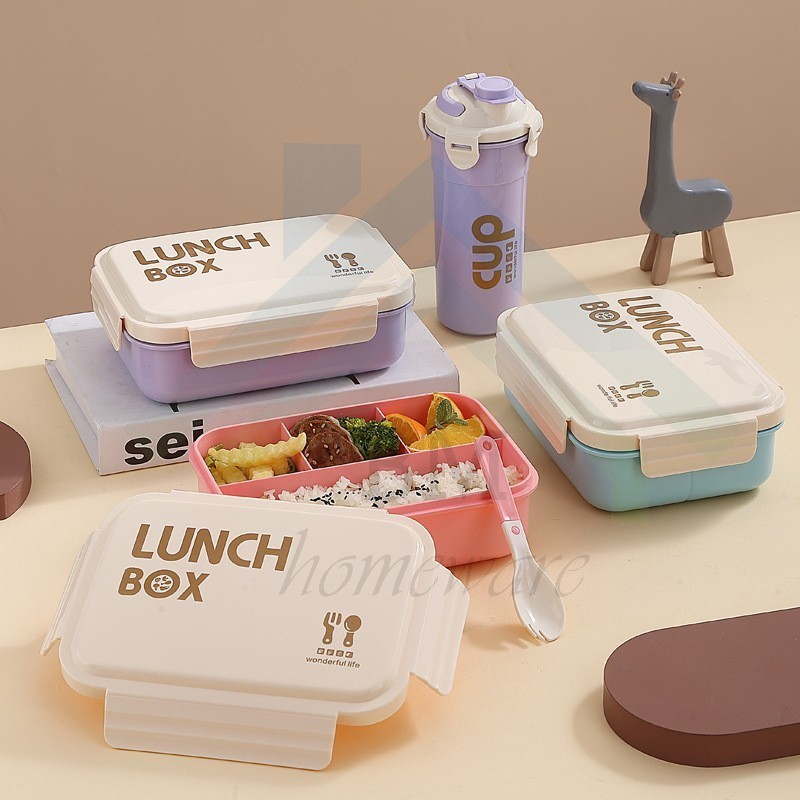 Jual Lunch Box Set Kotak Makan + Botol Minum / Kotak Bekal + Botol Minum | Shopee Indonesia