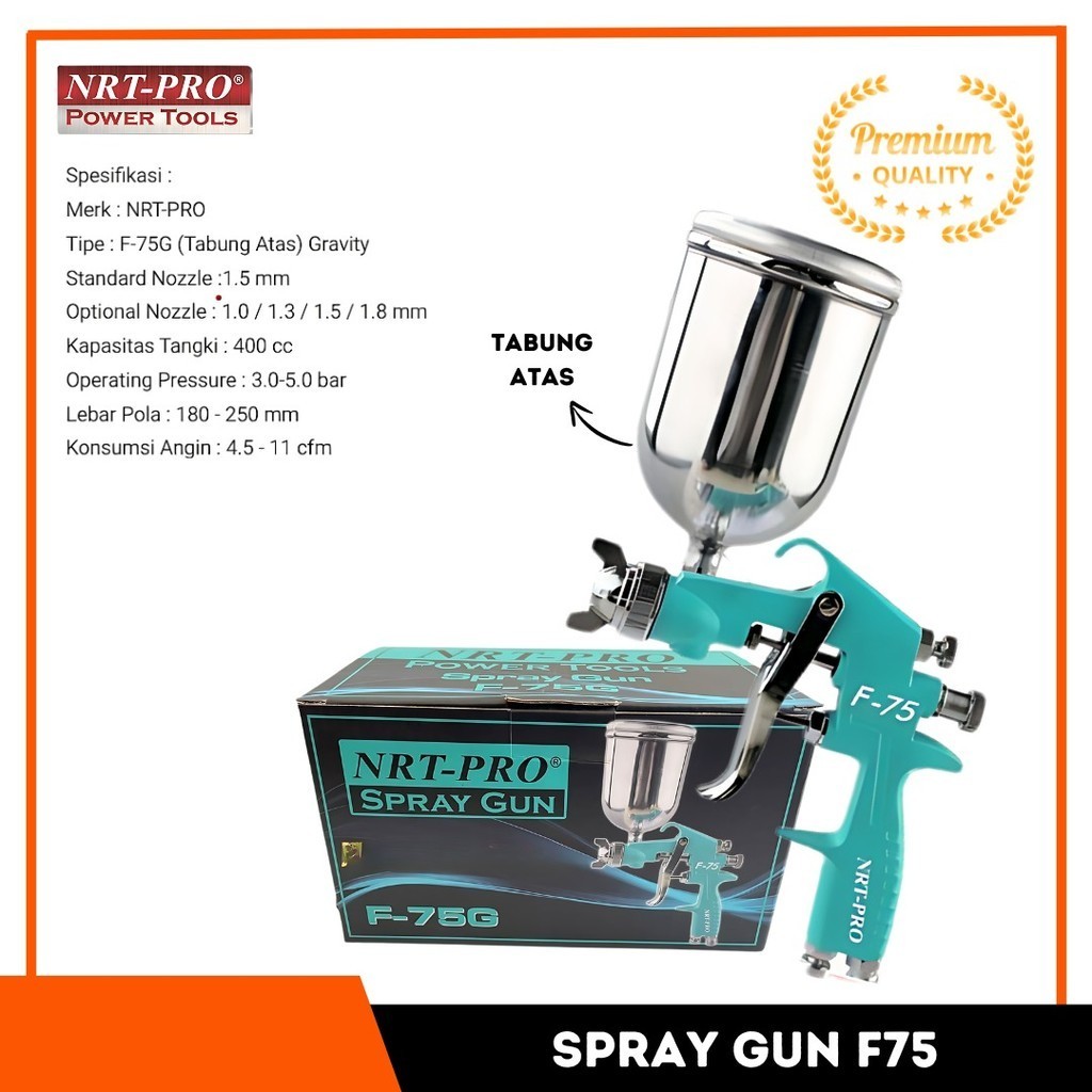 Jual Spray Gun F75G TITANIUM 400cc Tabung Atas Spray Gun F 75 400Cc ...