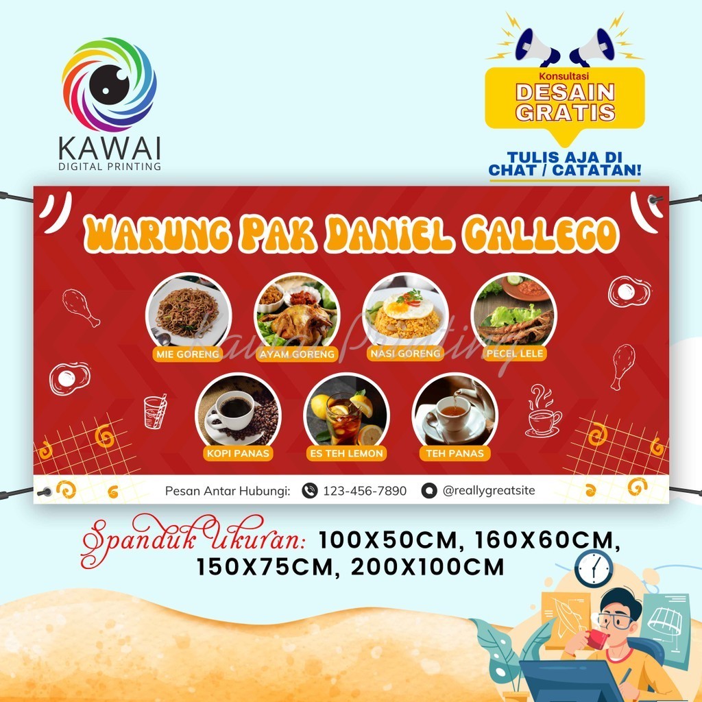 Jual Spanduk Banner MMT Warung Makan Kedai Warteg Merah Bisa Rekuest ...