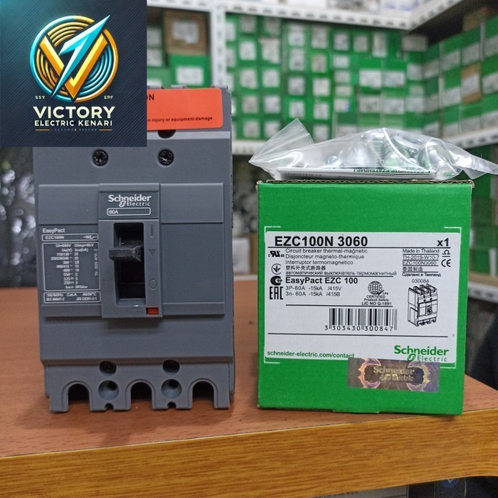 Jual SCHNEIDER MCCB 15KA circuit breaker Easypact EZC100N 3P 60A ...