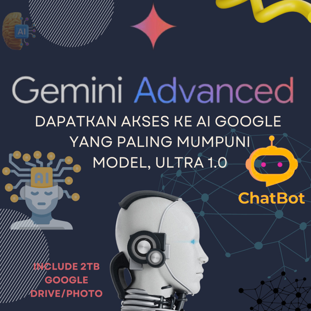 Jual GOOGLE GEMINI ADVANCED AI | INCLUDE 2TB | Shopee Indonesia