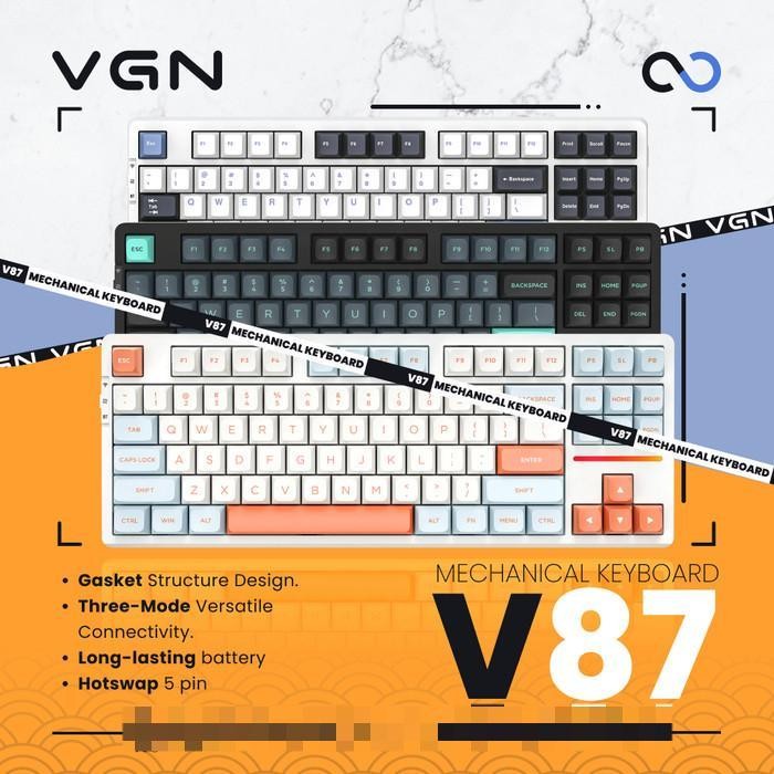 Jual VGN V87 / V-87 Hotswap Gasket Wireless TKL Mechanical Keyboard ...