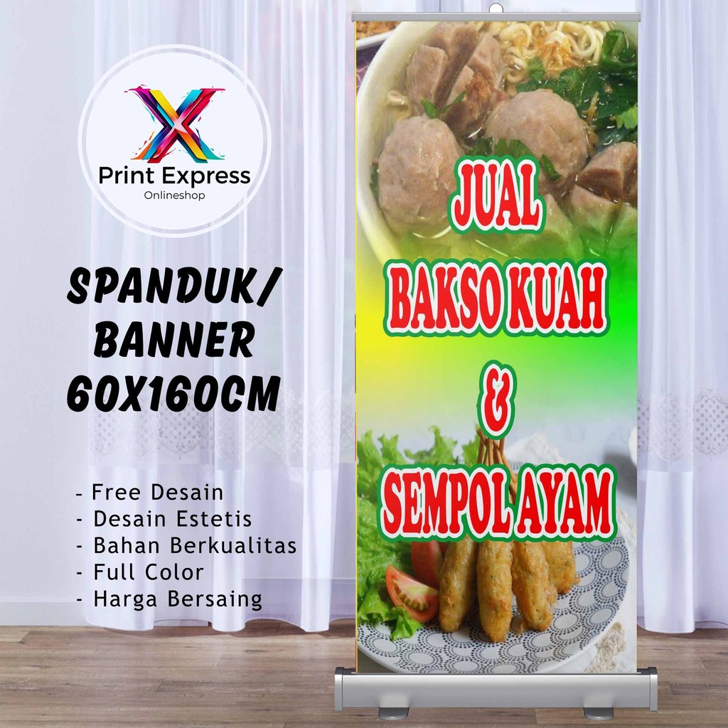 Jual Cetak Spanduk Jual Bakso Kuah Dan Sempol Ayam 60x160 Cm Bisa ...