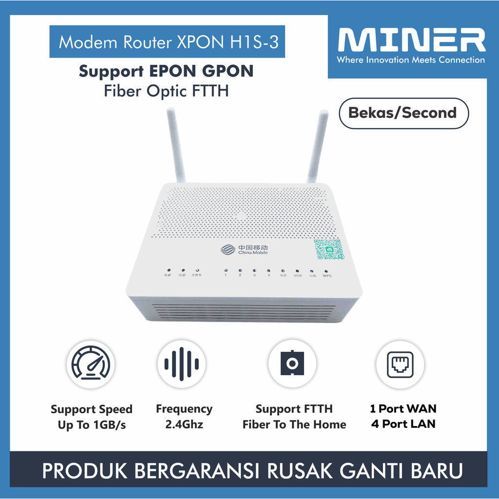 Jual MINER Router Modem XPON H1S-3 Support Epon Gpon ONT ONU Fiber ...