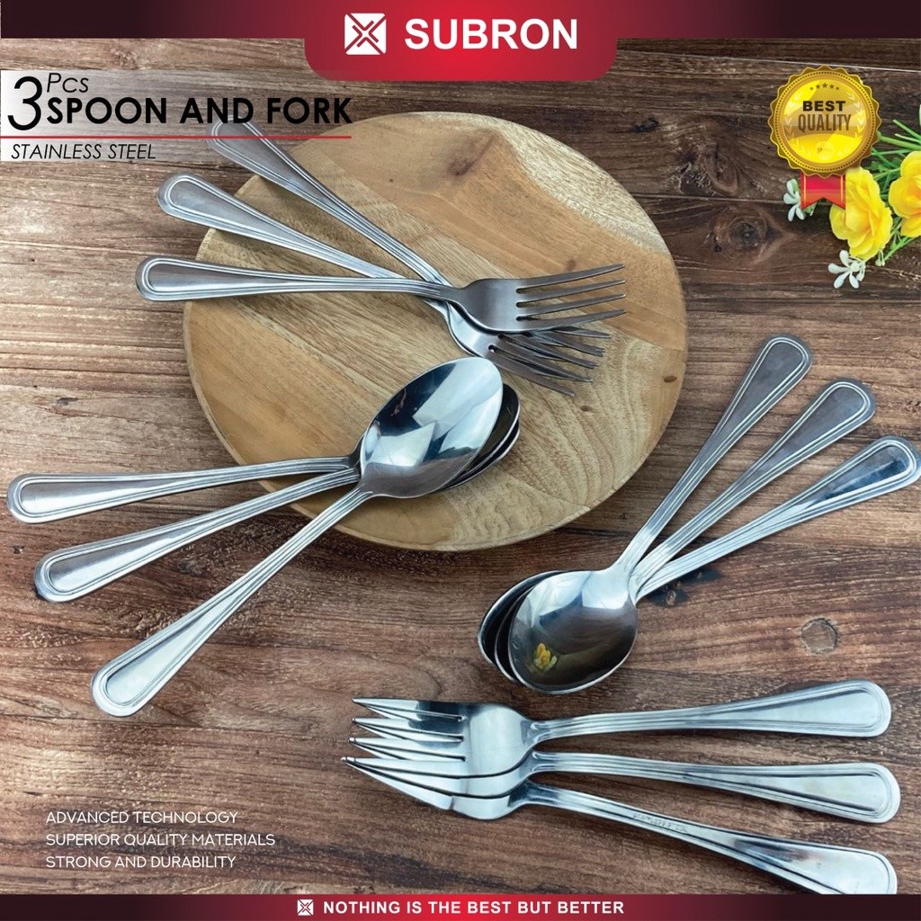 Jual SUBRON 3 pcs sendok garpu makan besar standar stainless tebal fork ...