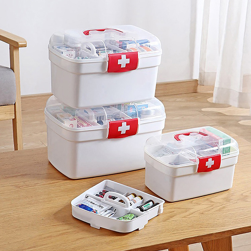 Jual Portable Medicine Storage Box Large Capacity Medicine Kit Family ...