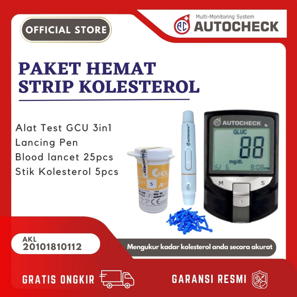 Jual Autocheck Paket Hemat Kolesterol Alat GCU Cek Test Cholesterol ...