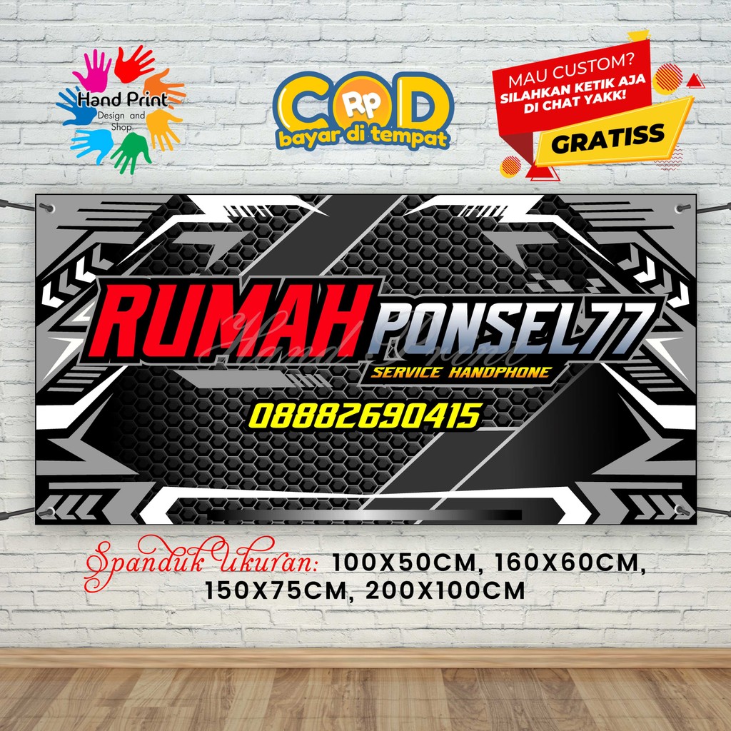 Jual Cetak Spanduk Banner Service HP Abu-Abu MMT Spanduk Custom 200x100 ...
