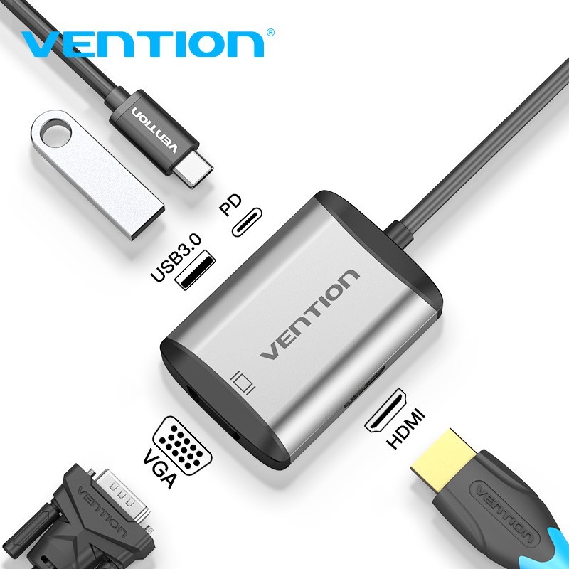 Jual VENTION TFA Converter 4 In 1 Usb Type C To Hdmi Vga 3.0 Pd ...