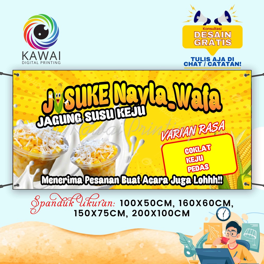 Jual Spanduk Banner MMT Jagung Susu Keju Kuning New Rekuest 200x100 Cm ...