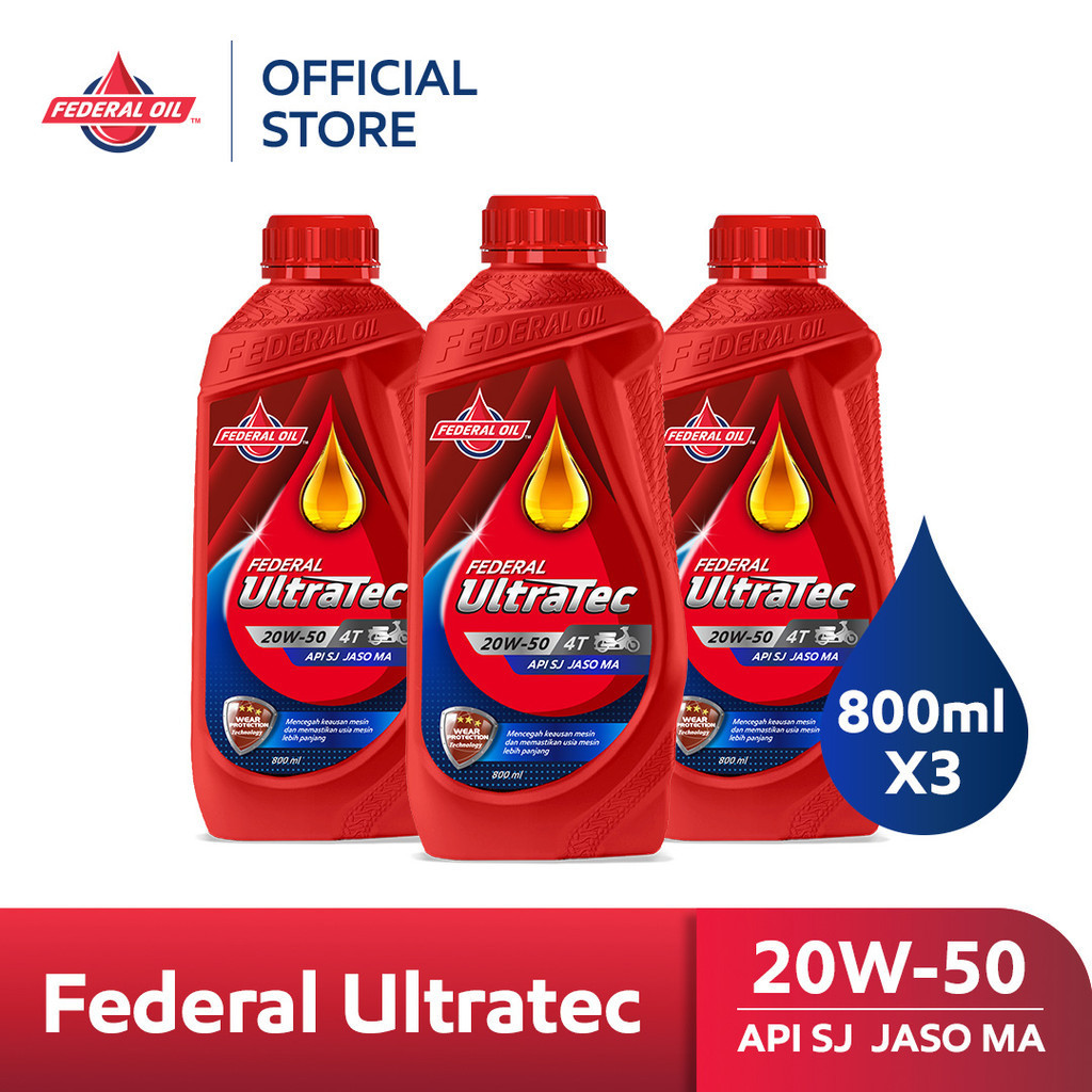 Jual FEDERAL Oil Ultratec 20W-50 0.8L 800ml - Oli Motor Non Matic 4T (3 ...