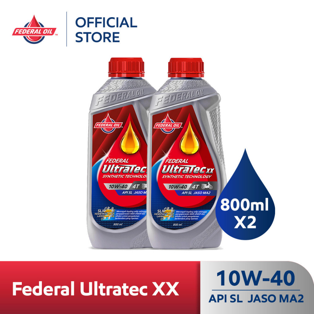 Jual FEDERAL OIL Ultratec xx 10W-40 800ml - Oli Motor Non Matic 4T (2 Botol) | Shopee Indonesia