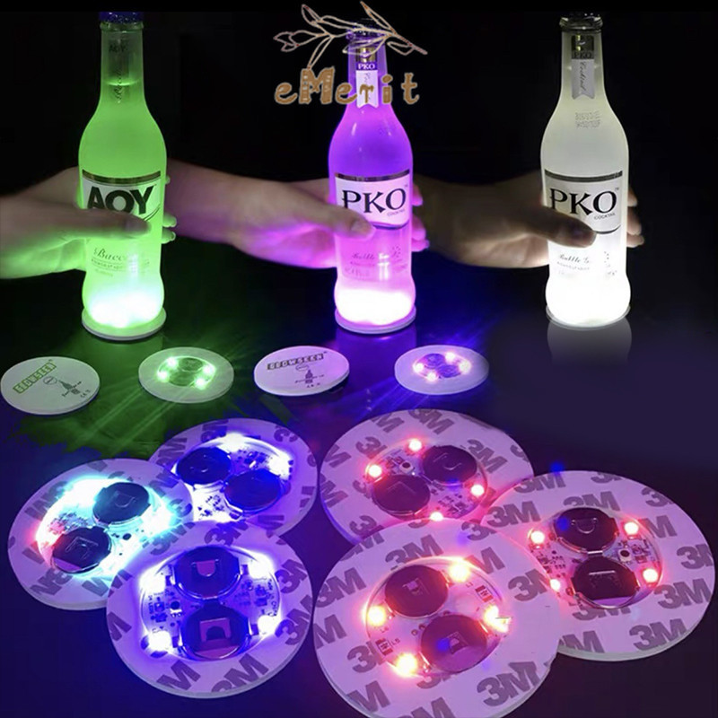 Jual LED Bercahaya Coaster Warna-warni Berkedip Cangkir Stiker Bar KTV ...