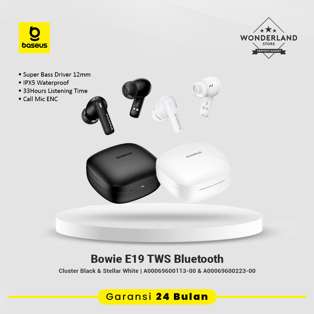 Jual Baseus Bowie E19 TWS Bluetooth Powerful Bass 12mm Driver ENC IPX5 - Wonderland Store ...
