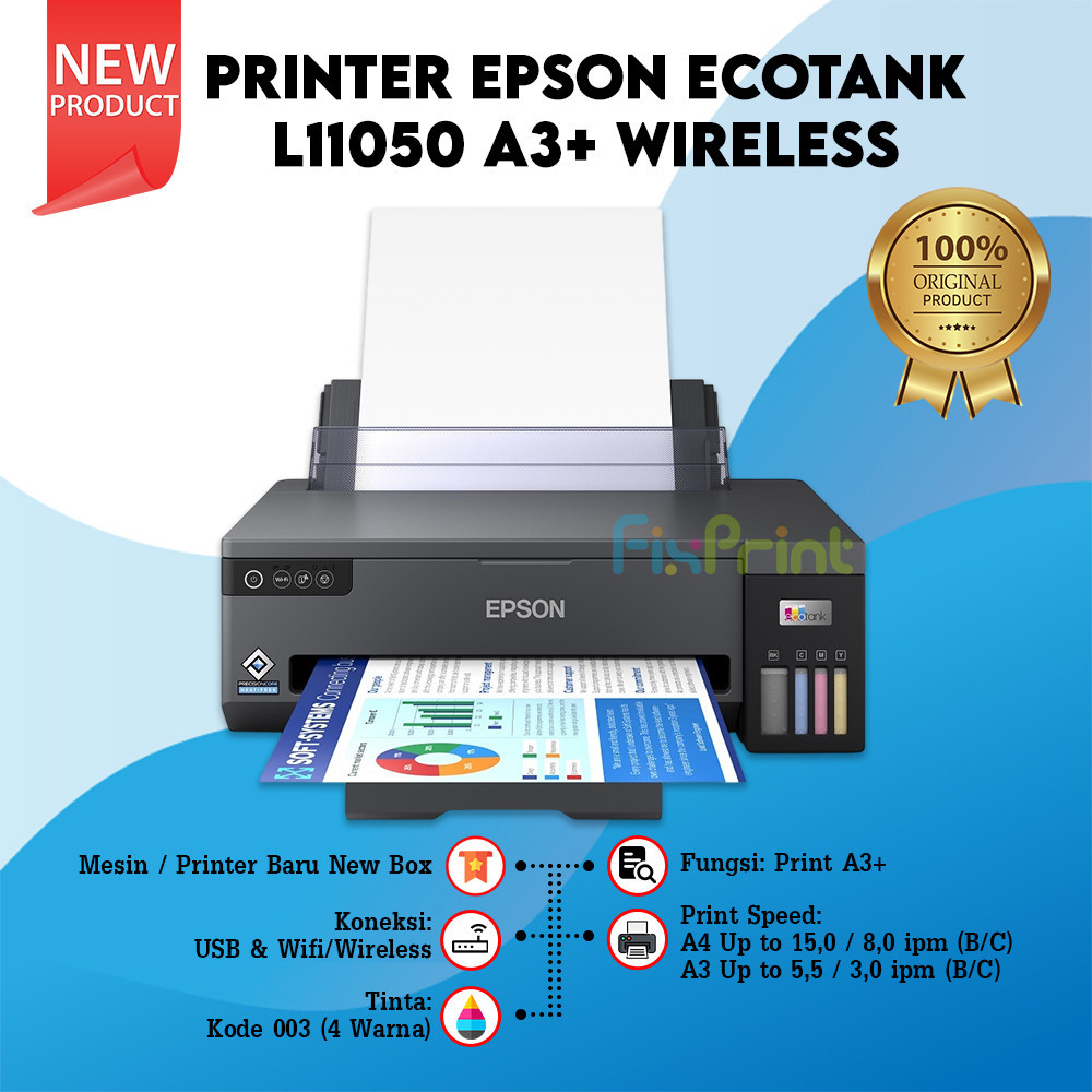 Jual Printer Epson EcoTank L11050 A3+ Wireless Pengganti Printer L1300 ...