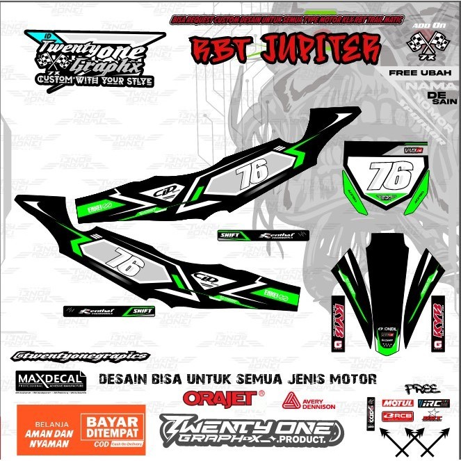 Jual Stiker Decal Rbt Jupiter z lines Bebek Trail Striping Stiker Vega ...