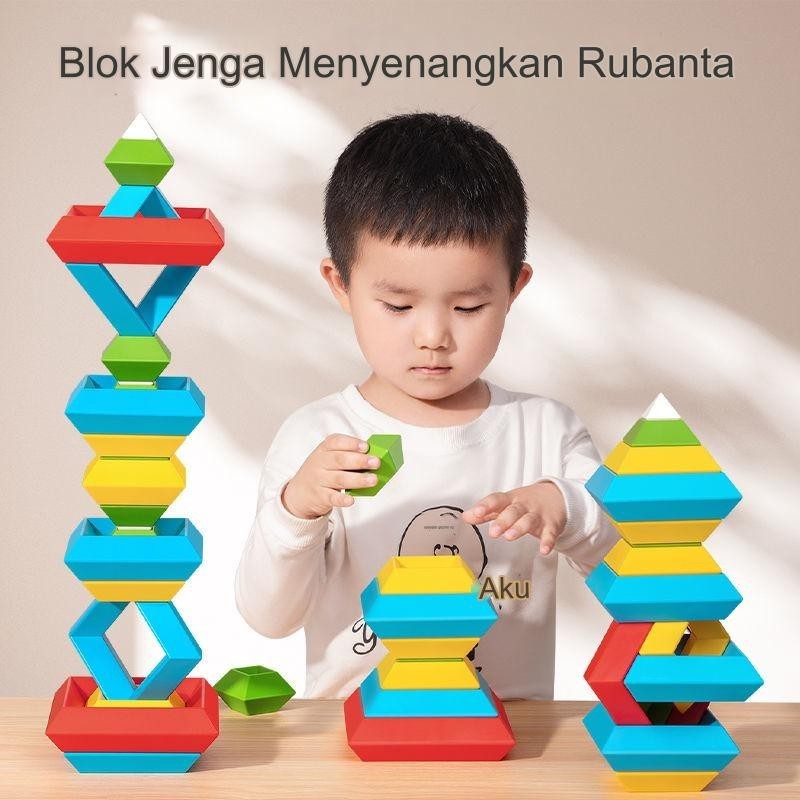 Jual Menara Luban Puzzle/Blok Bangunan Dapat Diganti Menara/Bayi Jenga ...