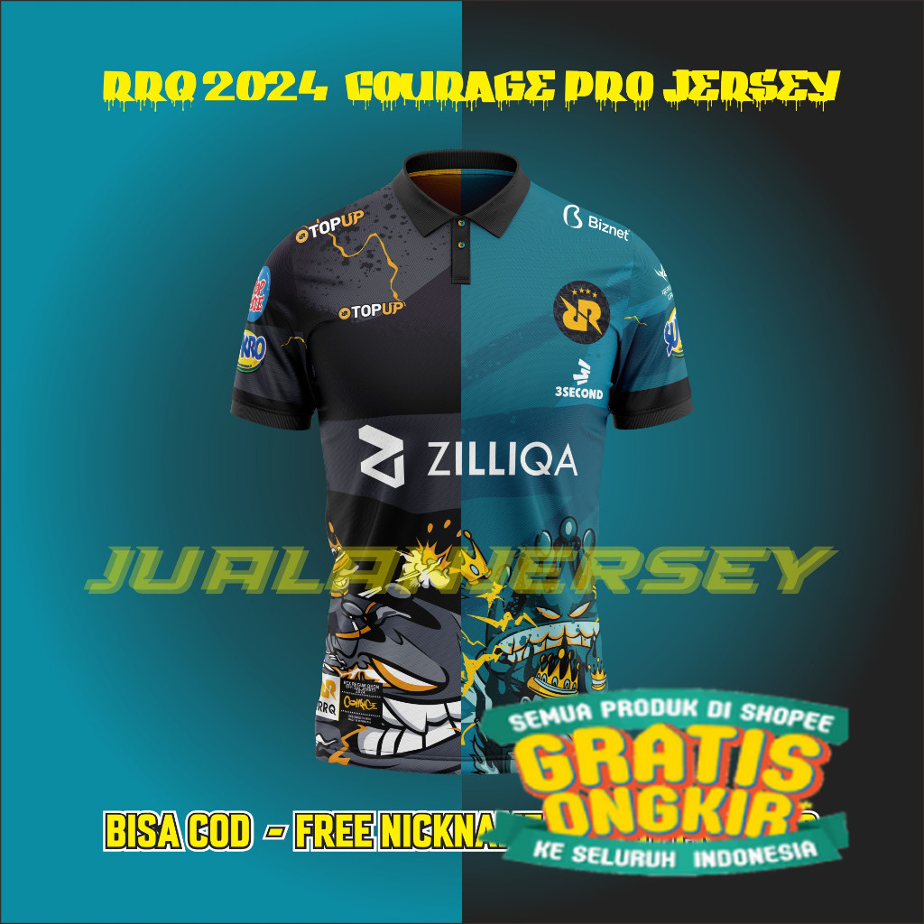 Jual JERSEY RRQ 2024 COURAGE S13 KUALITAS PREMIUM FREE CUSTOM NICKNAME ...