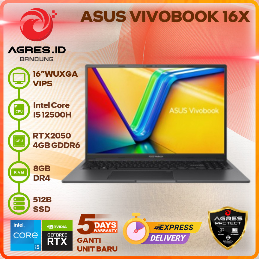 Jual ASUS VIVOBOOK 16X I5 12500H RTX2050 8GB 512GB 16" WUXGA VIPS - BLACK | Shopee Indonesia