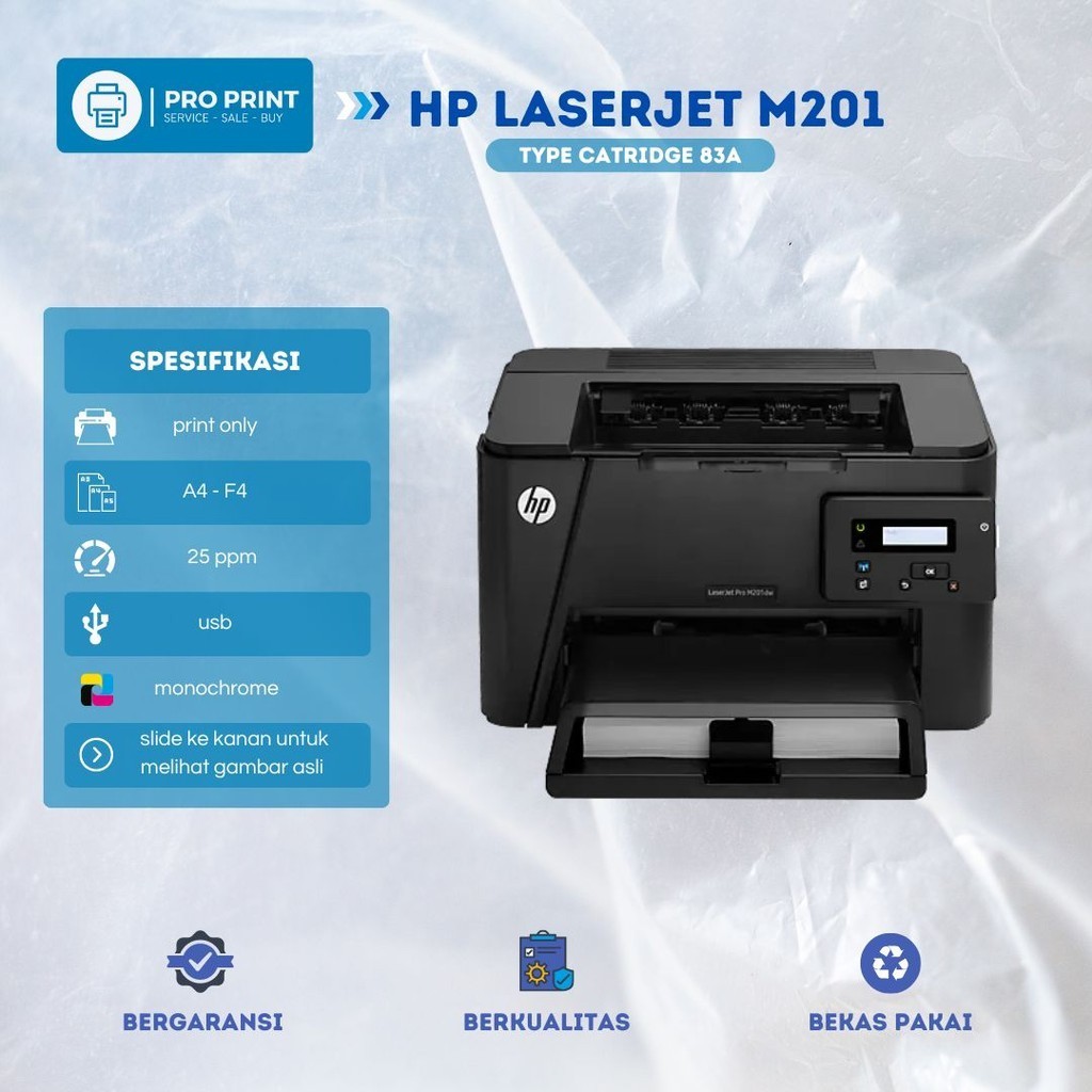 Jual Printer Hitam putih Hp Laserjet Pro M201N - Kertas A4 F4 | Shopee ...