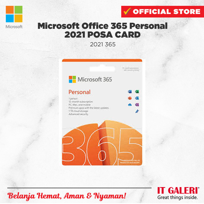 Jual Software Microsoft Office 365 Personal 2019 2021 POSA CARD ...