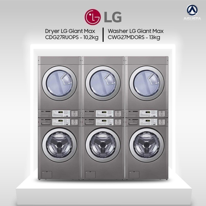 Jual 3 SET WASHER LG 13KG & DRYER LG 10,2KG GIANT MAX PAKET MESIN LAUNDRY KOMERSIAL (STACKED NON ...