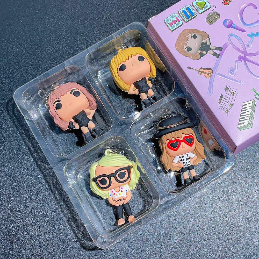 Jual Singer Taylor Swift Keychain Silicone Set Swift Character Keychain ...