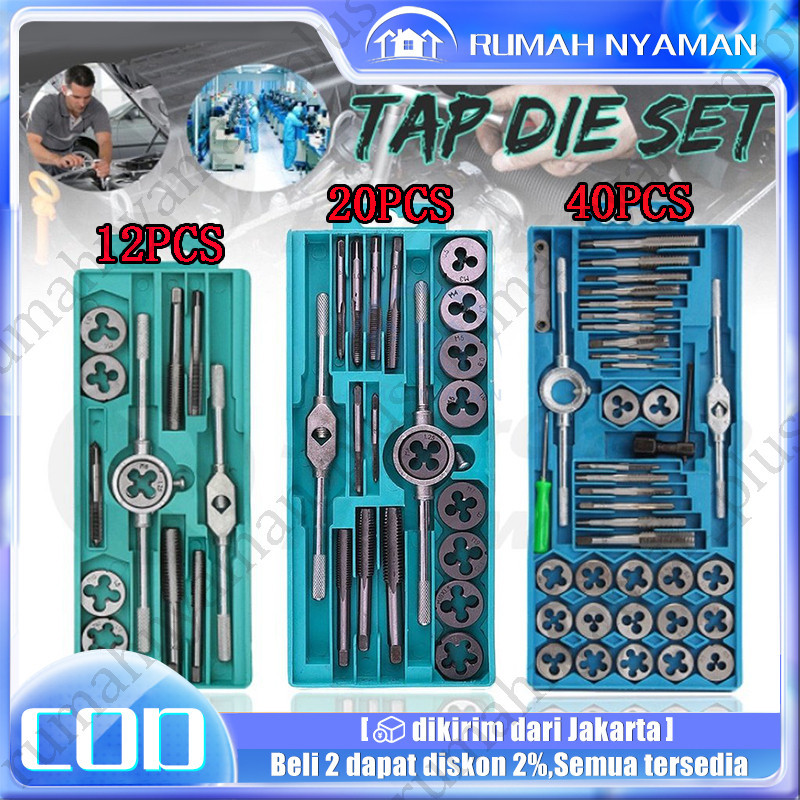Jual 12/20/40 PCS Tap Die Set Alat Snai dan Tap Ulir Dart Mur Baut Alat ...