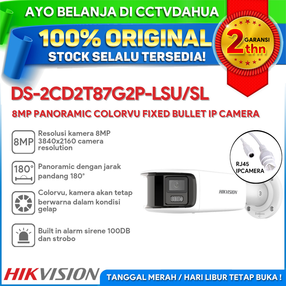Jual HIKVISION DS-2CD2T87G2P-LSU/SL 8MP PANORAMIC COLORVU ACTIVE DEFENSE BULLET IP CAMERA ...