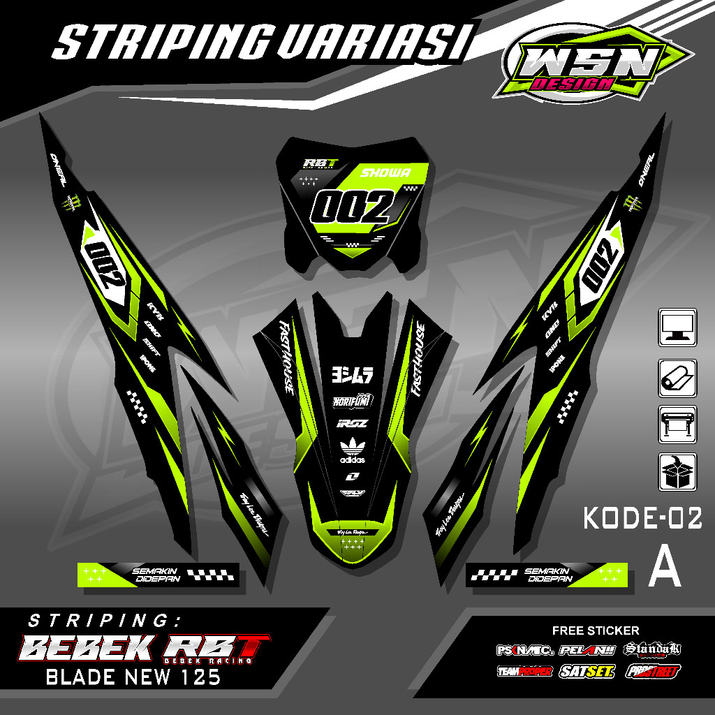 Jual Sticker Striping Motor Blade New 125 Rbt Bebek Modif Supermoto ...