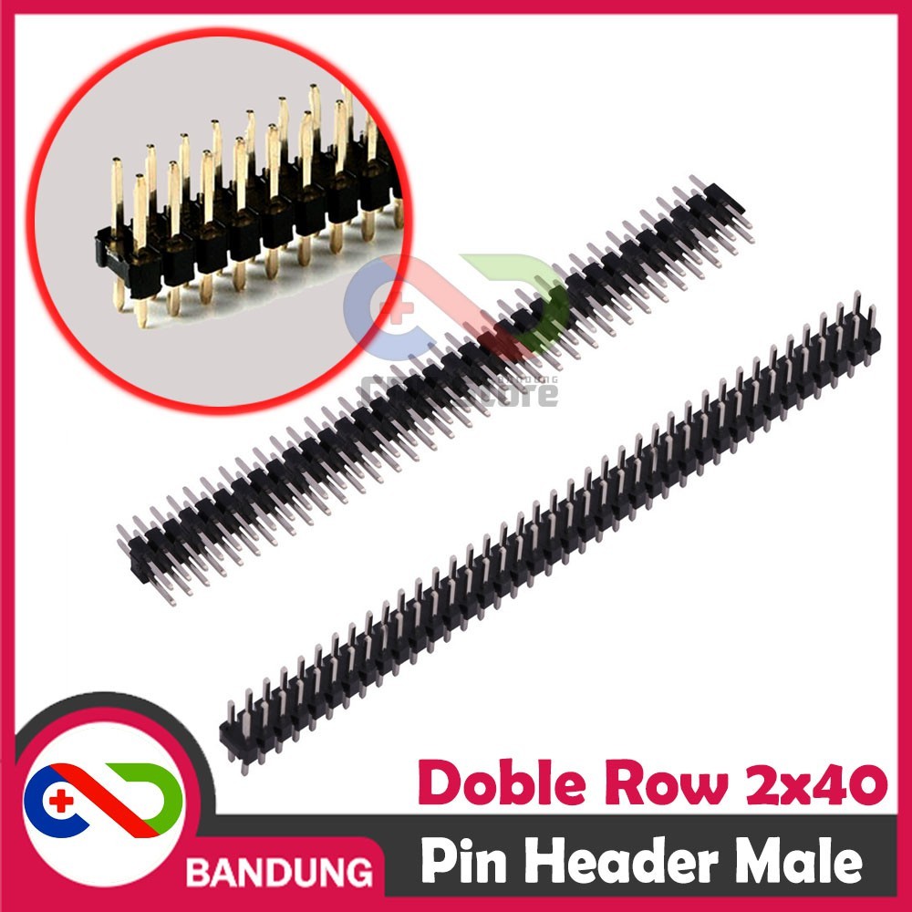 Jual Pin Header Strip Male Double Row 2x40 2.54mm Black Hitam | Shopee Indonesia