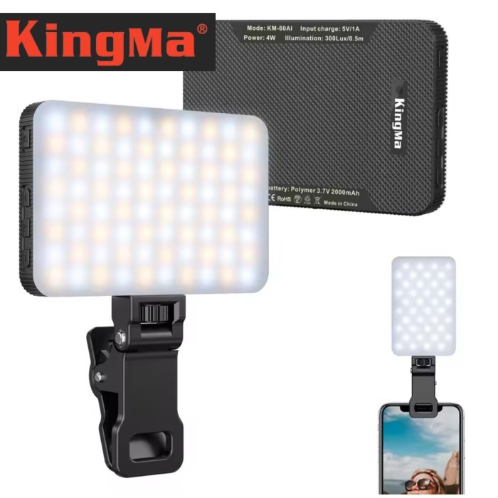 Jual KingMa Klip Lampu Studio Kamera HP LED Selfie Light 80 Power ...