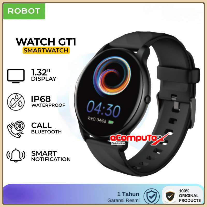 Jual ROBOT WATCH GT 1 SMARTWATCH 1.32" DISPLAY SPO2 BLUETOOTH CALL ...