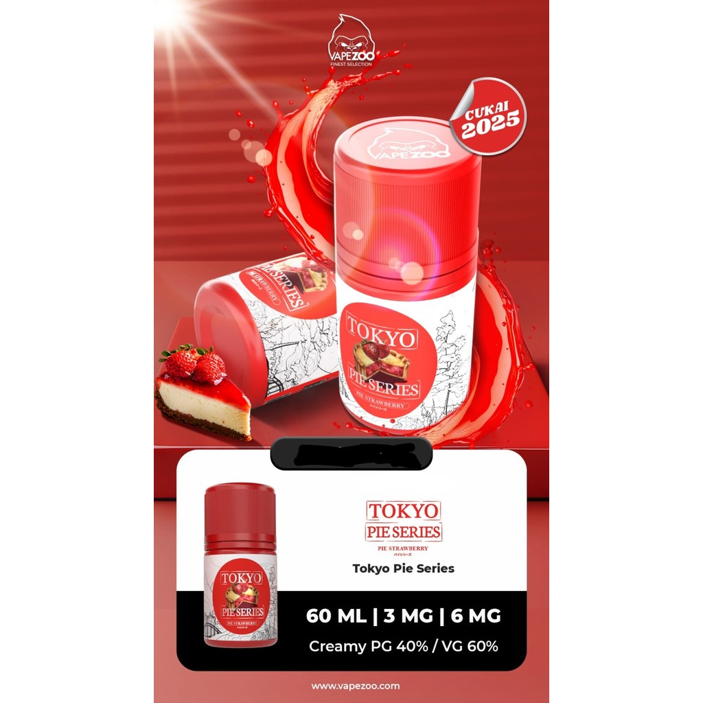 Jual Freebase TOKYO PIE STRABERRY by Vapezoo 60ml 3n6mg | Shopee Indonesia